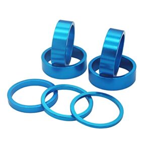 platt bike headset spacer aluminium alloy bicycle stem headset spacers fit 1 1/8-inch stem for mtb bmx road bikes 2/3/5/10mm(blue 7pcs)