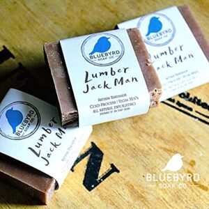 Bluebyrd Soap Co. Lumberjack Pumice Bar Soap for Men | Mens Natural Scrub Bar For Hands, Feet, & Body | Gritty Loofah Soap Bar | Pine Forest Scent Exfoliating Bar Soap (LUMBERJACK)