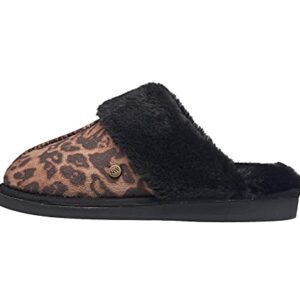 NINE WEST Scuff Slippers For Women, Extra Soft & Comfortable Winter House Shoes, Leopard, Medium 7-8