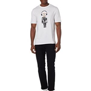 Karl Lagerfeld Paris mens Reflective Karl Chacracter With Headphones Short Sleeve Crew Neck T-shirt T Shirt, White, Large US