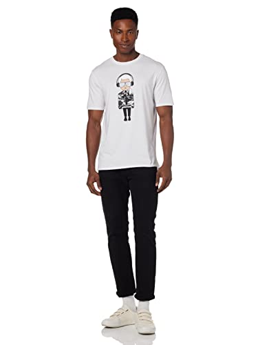 Karl Lagerfeld Paris mens Reflective Karl Chacracter With Headphones Short Sleeve Crew Neck T-shirt T Shirt, White, Large US