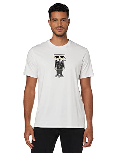 Karl Lagerfeld Paris mens Kocktail Karl Short Sleeve Crew Neck T-shirt T Shirt, White, Small US