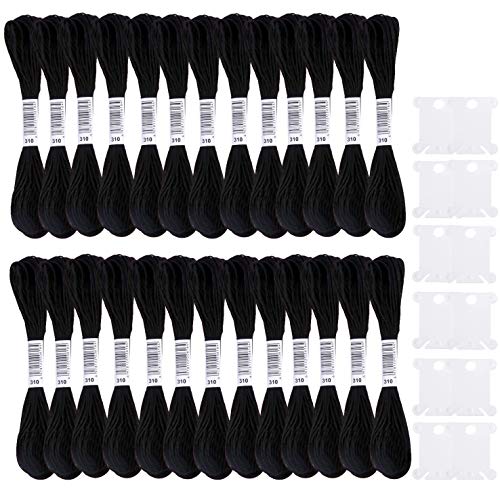 Cldamecy Black Embroidery Floss,26 Skeins Embroidery Threads for Cross Stitch,Friendship Bracelets String,and DIY Art Craft ,with 10 PCS Floss Bobbins