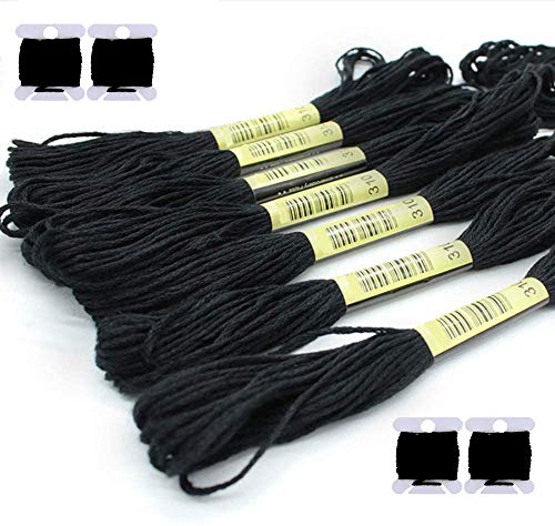 Cldamecy Black Embroidery Floss,26 Skeins Embroidery Threads for Cross Stitch,Friendship Bracelets String,and DIY Art Craft ,with 10 PCS Floss Bobbins