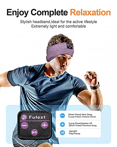 Fulext Sleep Headphones Bluetooth Headband,Sleeping Headphones Sports Headband Headphones, Long Time Play Sleeping Headsets with Built in Speakers Perfect for Workout,Running,Yoga