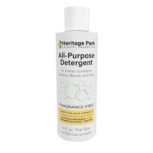 Heritage Park All-Purpose Fragrance Free, pH-Neutral Laundry Detergent - Dermatologist-tested, Sensitive Skin-Friendly, Ultra Concentrated (4 fl oz Trial Size)