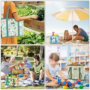 BALEINE 3Pk Reusable Grocery Bags, Foldable Shopping Bags for Groceries with Reinforced Bottom & Handles (Spring Stroll)