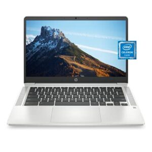 HP Chromebook 14 Laptop, Intel Celeron Processor, 4 GB RAM, 32 GB eMMC, 14” FHD (1920 x 1080) Chrome OS, Webcam & Dual Mics, Work, Entertainment, School, Long Battery Life (14a-na0160nr, 2021)