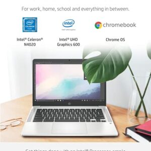 HP Chromebook 14 Laptop, Intel Celeron Processor, 4 GB RAM, 32 GB eMMC, 14” FHD (1920 x 1080) Chrome OS, Webcam & Dual Mics, Work, Entertainment, School, Long Battery Life (14a-na0160nr, 2021)