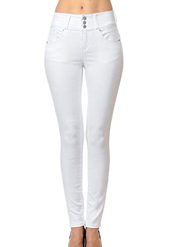 wax jean Women's High-Rise Push-Up Super Comfy 3-Button Skinny Jeans 0/24 White