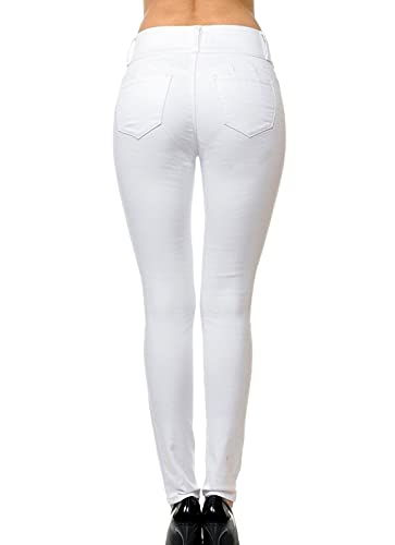 wax jean Women's High-Rise Push-Up Super Comfy 3-Button Skinny Jeans 0/24 White