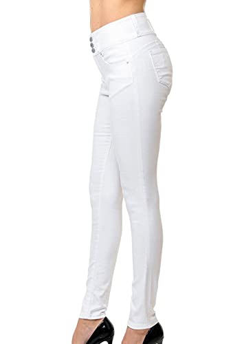 wax jean Women's High-Rise Push-Up Super Comfy 3-Button Skinny Jeans 0/24 White