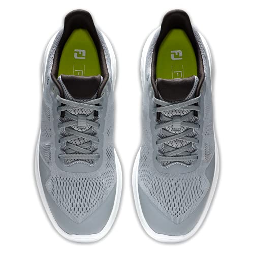 FootJoy Men's FJ Flex Golf Shoe, Grey/White/Lime, 14