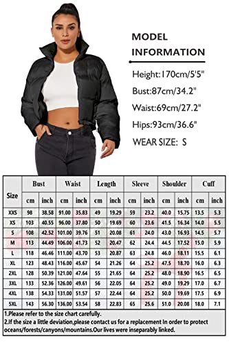 Hujoin Copped Puffer Jacket Women Crop Short Black Jacket Fashion Jackets for Women Short