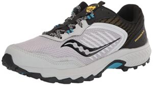 saucony men's excursion tr15 trail running shoe, fog/black/topaz, 9