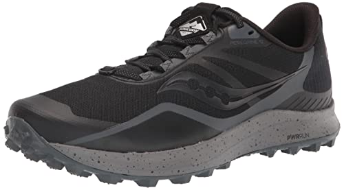 Saucony Men's Core Peregrine 12 Trail Running Shoe, Black/Charcoal, 9.5