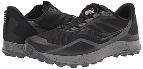 Saucony Men's Core Peregrine 12 Trail Running Shoe, Black/Charcoal, 9.5