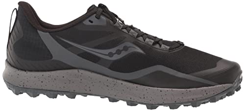 Saucony Men's Core Peregrine 12 Trail Running Shoe, Black/Charcoal, 9.5