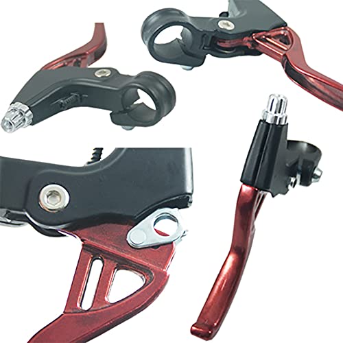 Lomodo 6 Pieces Bicycle Brake Accessories Including 2 Pack Aluminium Alloy Brake Levers (2.2 cm in Diameter) and 2 Pair V Brake Set and 2 Pack Brake Wire for Mountain/Road/MTB Bike(Red)