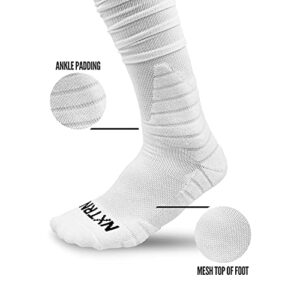 Nxtrnd XTD Scrunch Football Socks, Extra Long Padded Sport Socks for Men & Boys (White, Y)