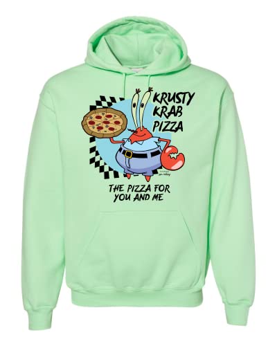 SpongeBob SquarePants The Krusty Krab Pizza Pastel Hooded Sweatshirt (Green, Medium, m)