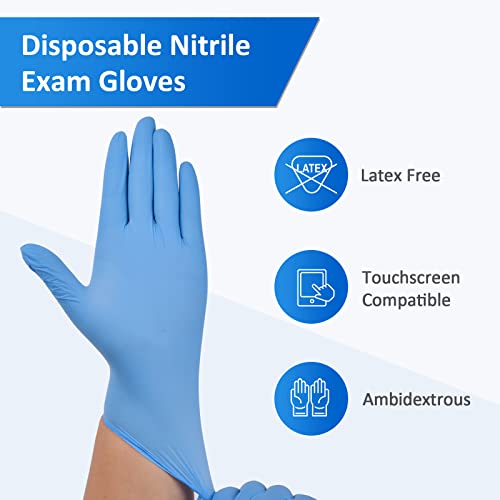 Schneider Nitrile Exam Disposable Gloves For Medical, Cleaning, 4mil, Blue, Medium 100-ct Box, Latex-Free, Food Safe Rubber Gloves for Cooking & Food Prep, Powder-Free, Non-Sterile