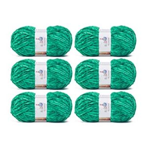 YUYOYE Chenille Yarn for Crochet and Knitting, Velvet Yarn, Fruit Green,40-6pack