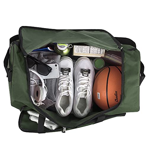 Lightweight Canvas Duffle Bags for Men & Women For Traveling, the Gym, and as Sports Equipment Bag/Organizer (Green)