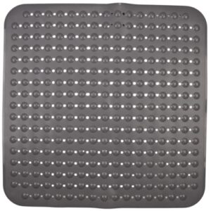 enkosi extra large square non slip shower mat | 31 x 31-inch xl shower mats for showers anti slip - square shower stall mat for bathroom shower floors | secure suction cups and drain holes (grey)