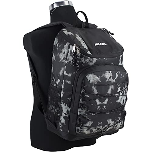 FUEL Wide Mouth Sports Backpack with Front Bungee and Inner Tech Pocket, Gungee Tie Dye/Black