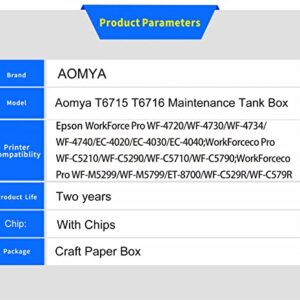 Aomya Remanufactured T6715 T6716 Ink Maintenance Box Compatible with Workforce Pro WF-4720 WF-4730 WF-4740 WF-3820 WF-4820 WF-4830 ET-8700 WF-4734 WF-C5790 WF-M5799 WF-C5710 EC-4020 Printer