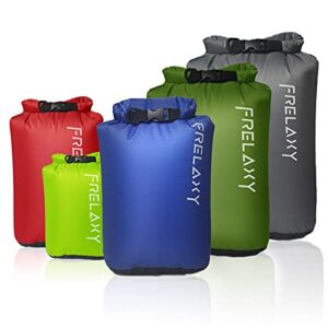 frelaxy dry bag 3-pack/5-pack, ultralight dry sack, outdoor bags keep gear dry for hiking, backpacking, kayaking, camping, swimming, boating