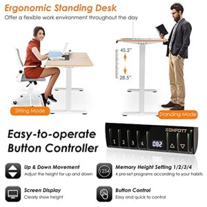 ERGOMASTER Electric Adjustable Standing Desk Home Office sit Stand Motor Height Adjustable Computer desks Table with Splice Tabletop for Working Gaming 55 x 28 inch