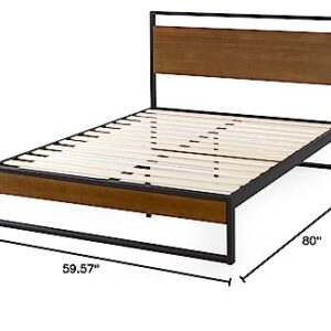 ZINUS Suzanne 44 Inch Bamboo and Metal Platform Bed Frame, Solid Steel Construction, No Box Spring Needed, Wood Slat Support, Easy Assembly, Chestnut Brown, Queen