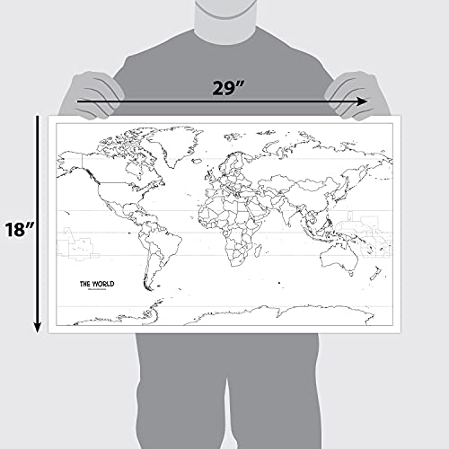 Palace Learning 2 Pack - Blank World Map Outline Poster + Simplified World Map for Kids [Blank] (LAMINATED, 18" x 29")