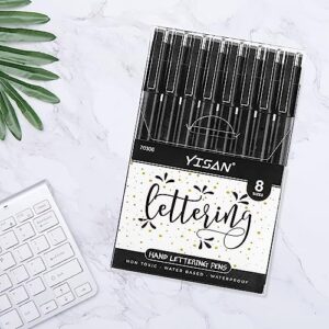 YISAN Hand Lettering Pens,Calligraphy Pens,Brush Markers Set,Black,for Beginners Writing, Art Drawings,70306