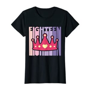 18th Birthday Girl Kids Princess Cute Retro Crown 18 years T-Shirt