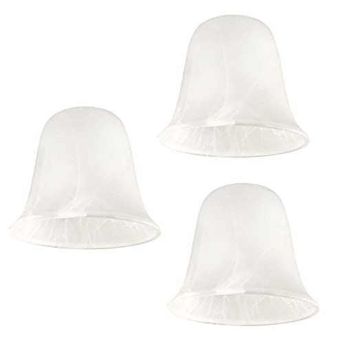 Eumyviv 3 Pack Bell Shaped Alabaster Glass Lamp Shade Replacement with 1-5/8-inch Fitter Opening for Ceiling Fan Light Kit Wall Sconce Pendant Light Fixture A00076