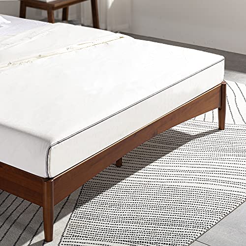 ZINUS Linda Mid Century Wood Platform Bed Frame / Solid Wood Foundation / Wood Slat Support / No Box Spring Needed / Easy Assembly, King,Brown