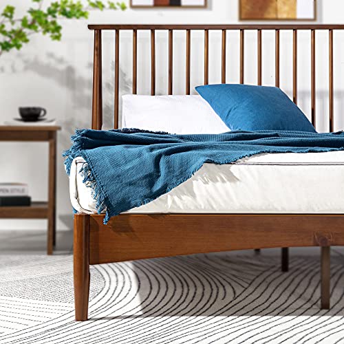 ZINUS Linda Mid Century Wood Platform Bed Frame / Solid Wood Foundation / Wood Slat Support / No Box Spring Needed / Easy Assembly, King,Brown