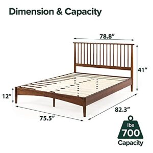 ZINUS Linda Mid Century Wood Platform Bed Frame / Solid Wood Foundation / Wood Slat Support / No Box Spring Needed / Easy Assembly, King,Brown