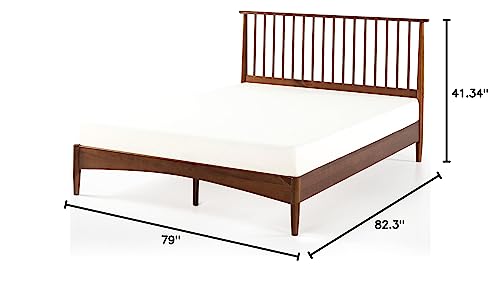 ZINUS Linda Mid Century Wood Platform Bed Frame / Solid Wood Foundation / Wood Slat Support / No Box Spring Needed / Easy Assembly, King,Brown