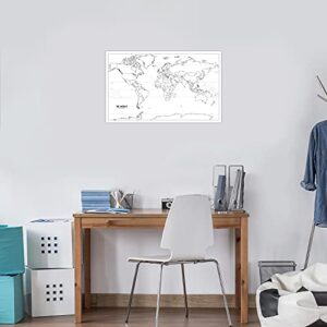 Palace Learning 4 Pack - USA & World Map Blank Outline Posters + World & USA Maps [Blue Ocean] (LAMINATED, 18" x 29")