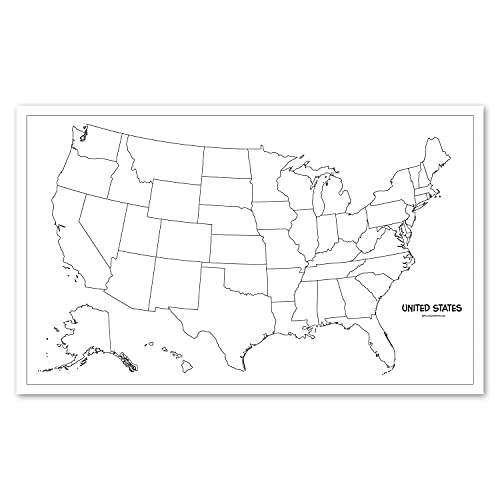 Palace Learning 4 Pack - USA & World Map Blank Outline Posters + World & USA Maps [Blue Ocean] (LAMINATED, 18" x 29")