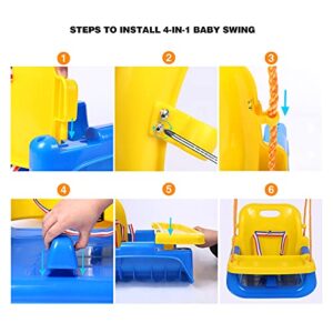 RedSwing 4-in-1 Baby Swing Seat with Tray, Toddler Swing, Anti-Flip Snug & Secure Detachable Infants to Teens Kids Swing Seat for Outside Playground, Blue