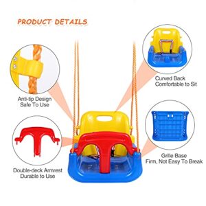 RedSwing 4-in-1 Baby Swing Seat with Tray, Toddler Swing, Anti-Flip Snug & Secure Detachable Infants to Teens Kids Swing Seat for Outside Playground, Blue