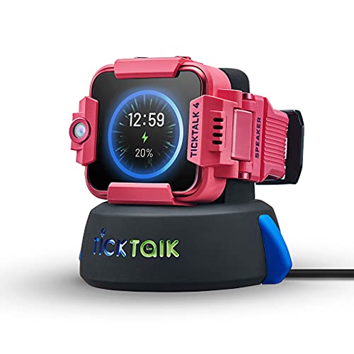 TickTalk 4 Kids Smartwatch with Power Base Bundle (Pink Watch On at&T's Network)