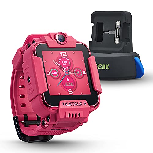 TickTalk 4 Kids Smartwatch with Power Base Bundle (Pink Watch On at&T's Network)