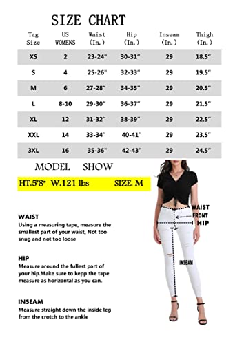 JEANIR Women's High Waisted White Skinny Jeans Work Pants High Waisted High Waist Leggings with Pockets (White, Small, s)