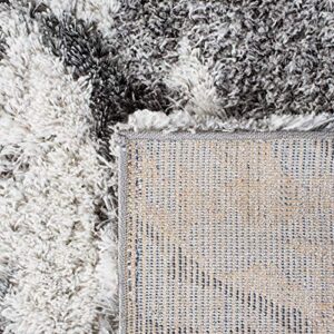 SAFAVIEH Horizon Shag Collection Area Rug - 10' x 14', Grey & Ivory, Modern Abstract Design, Non-Shedding & Easy Care, 2-inch Thick Ideal for High Traffic Areas in Living Room, Bedroom (HZN890F)